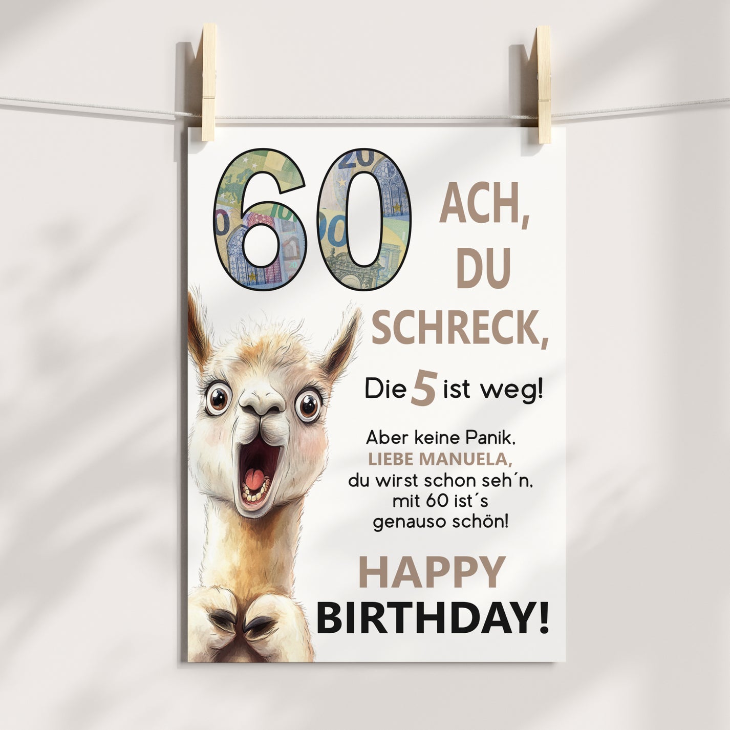 Geldgeschenk 60. Geburtstag Jubiläum runder Geburtstag Personalisiert ...