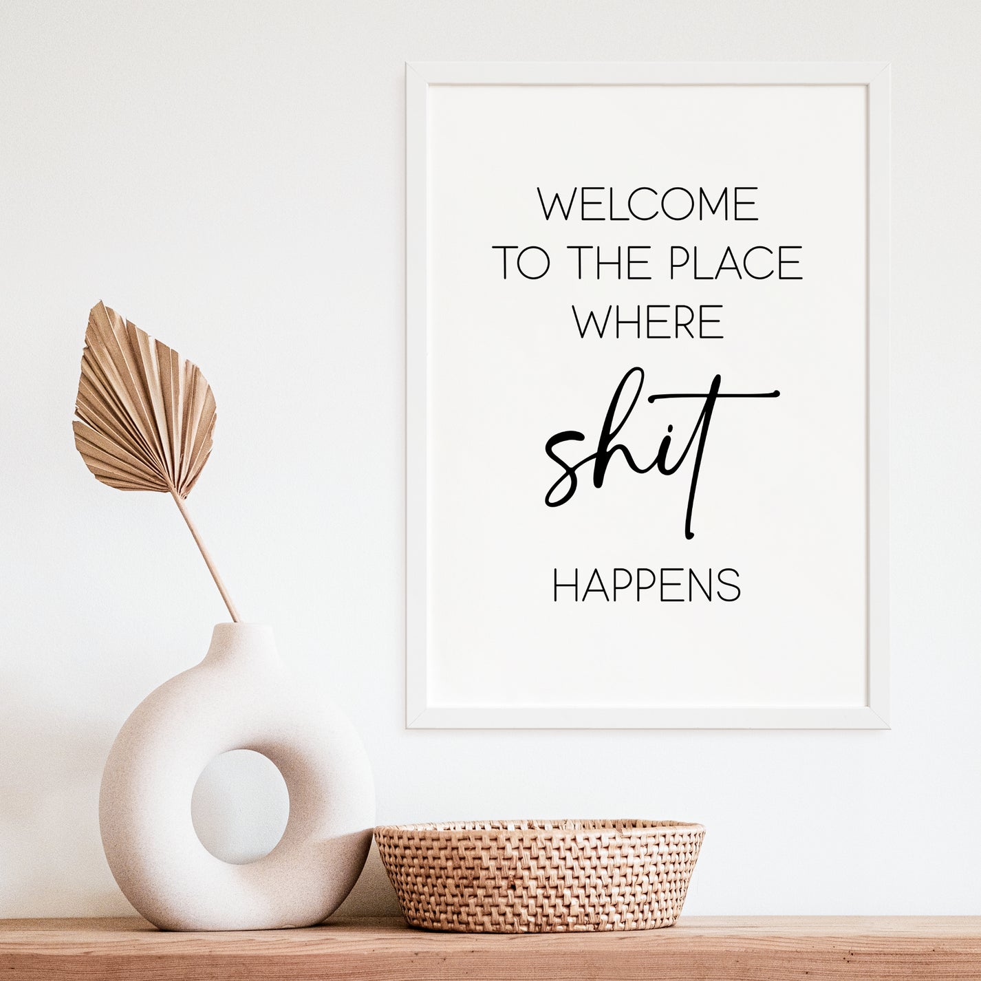 Welcome Poster Badezimmer Toilette Gäste WC lustig Minimalistisch schw ...