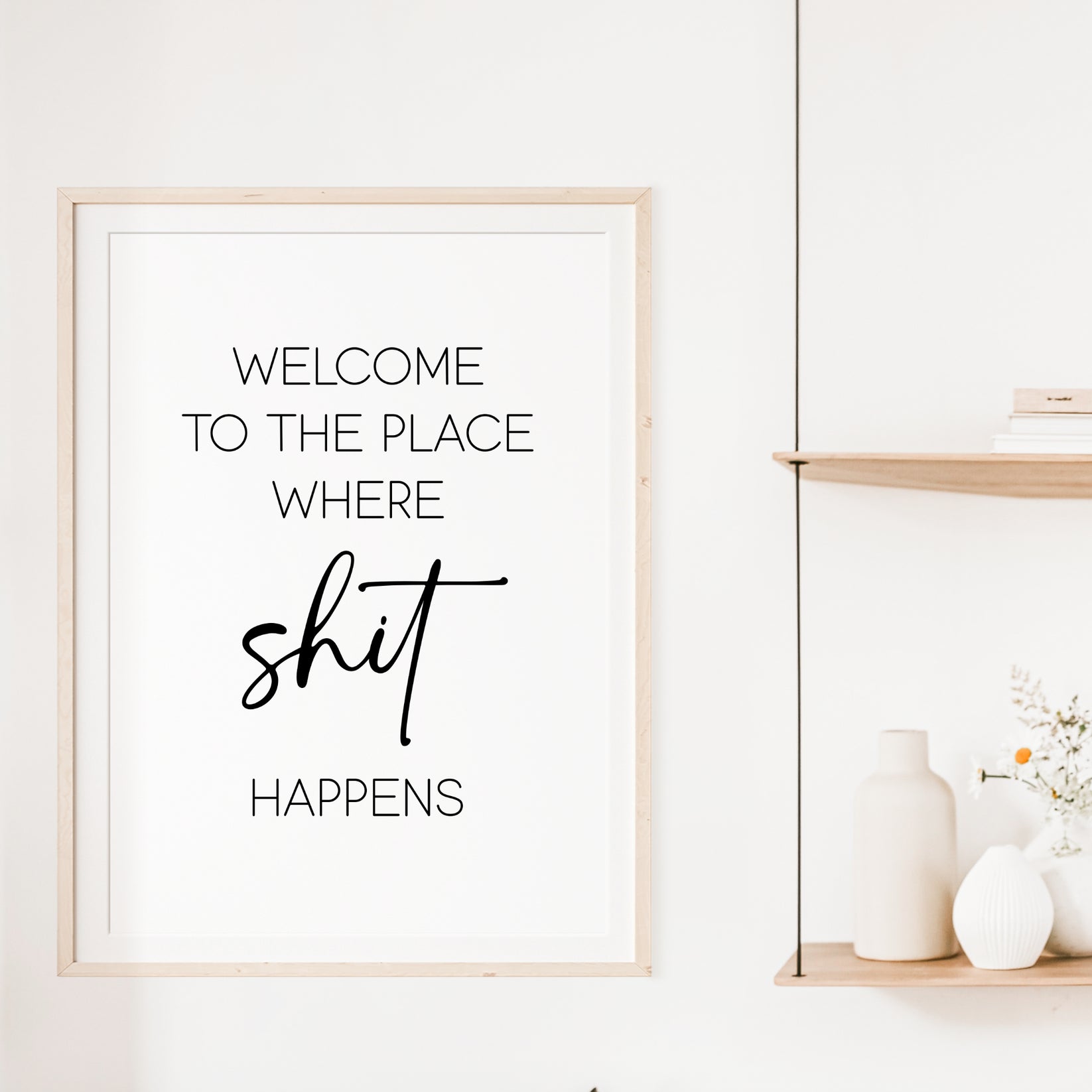 Welcome Poster Badezimmer Toilette Gäste WC lustig Minimalistisch schw ...