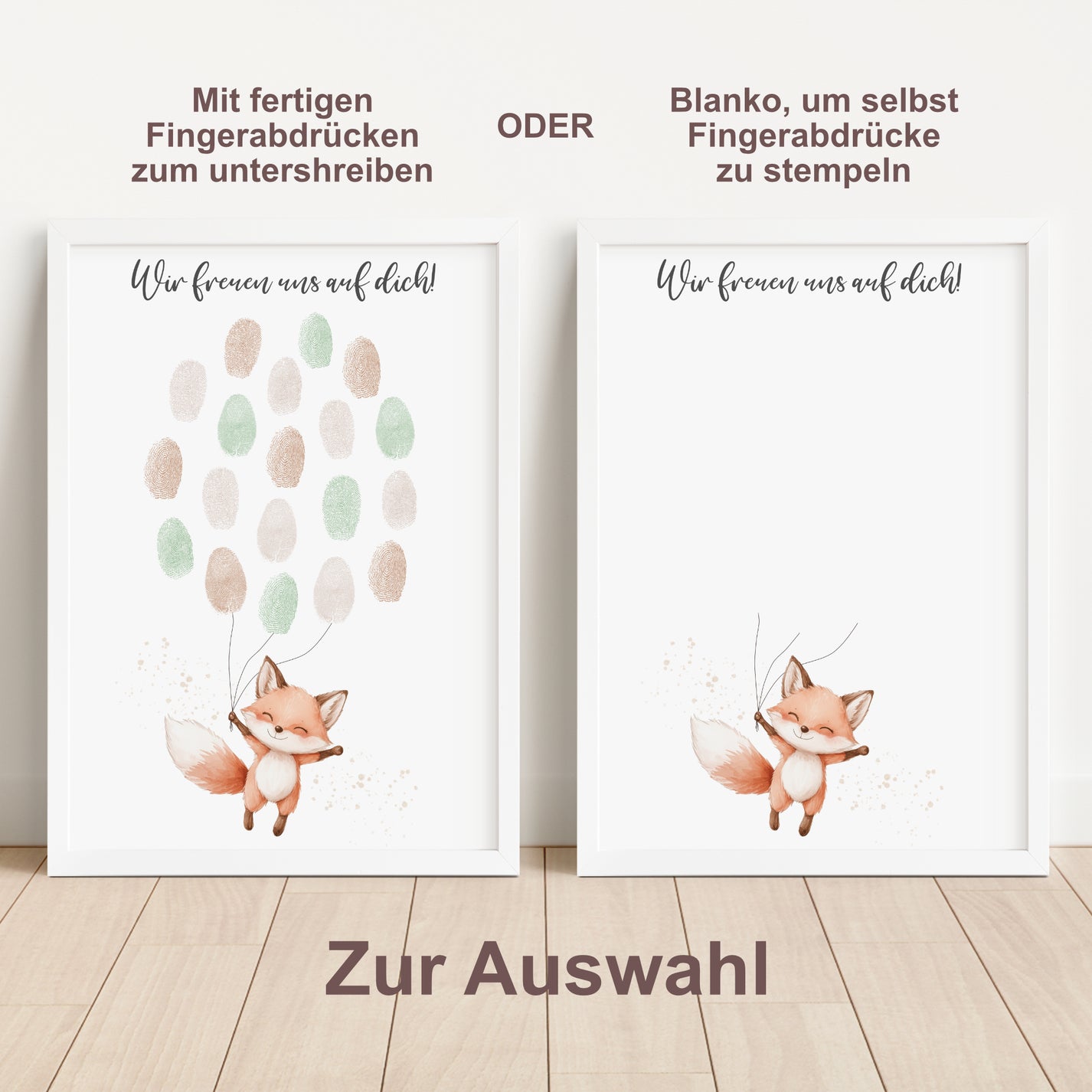 Gästebild Poster Babyparty Fingerabdruck Fuchs Gästebuch Geburt Baby S ...