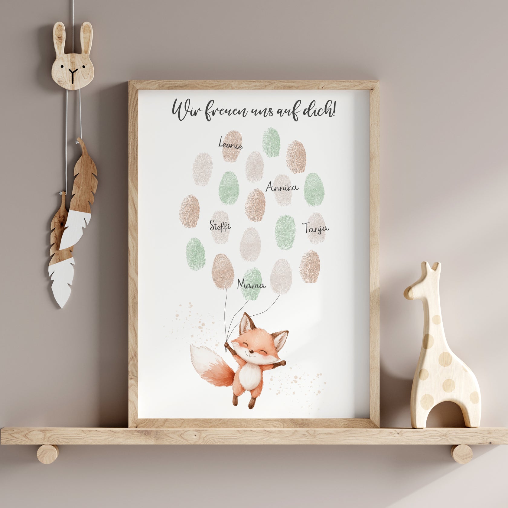Gästebild Poster Babyparty Fingerabdruck Fuchs Gästebuch Geburt Baby S ...